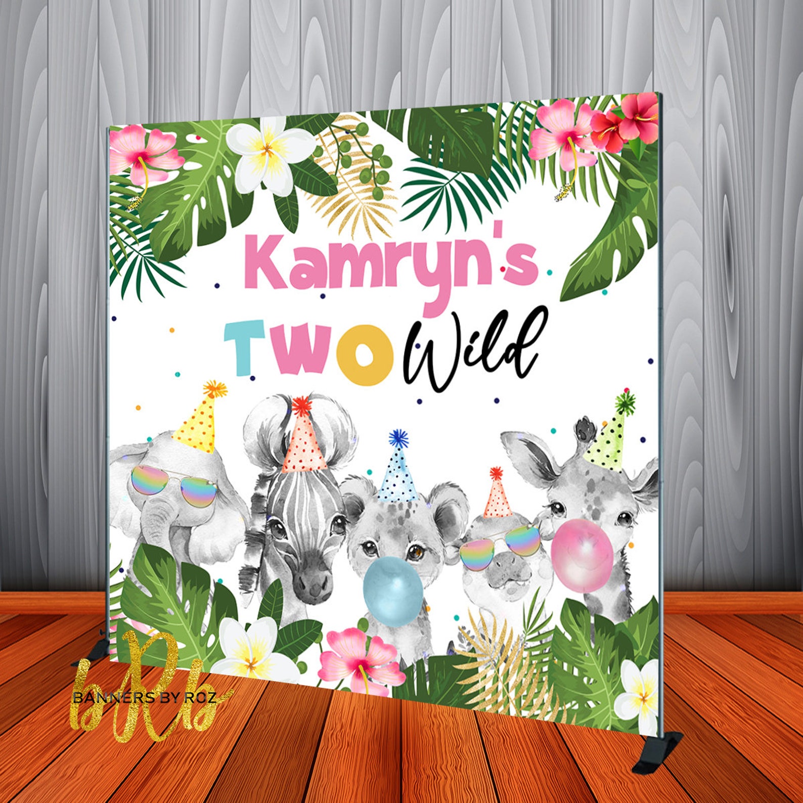 Two Wild Birthday Party Backdrop Personalized Safari Theme - Etsy