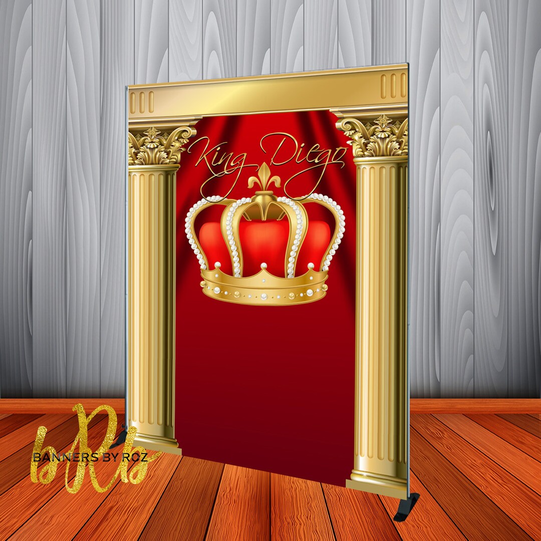 Royal Prince Crown Red and Gold Backdrop for Birthday or Any Red Carpet ...