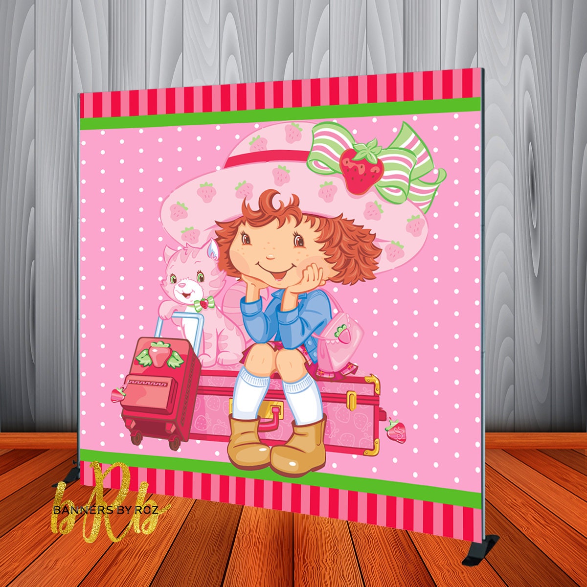 Strawberry Shortcake Backdrop Banner Personalized Birthday | Etsy