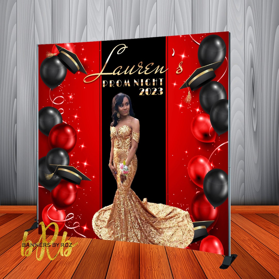 Prom or Graduation Photo Backdrop Colors Black, Red and Gold - Class of ...