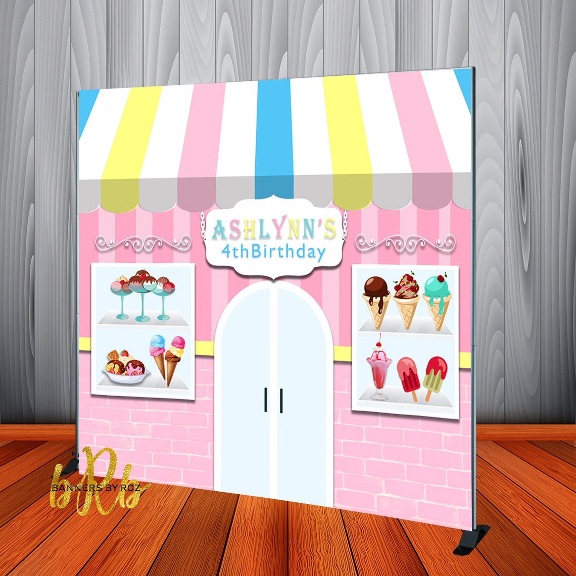 Ice Cream Parlor Backdrop for Birthday Parties or Special | Etsy