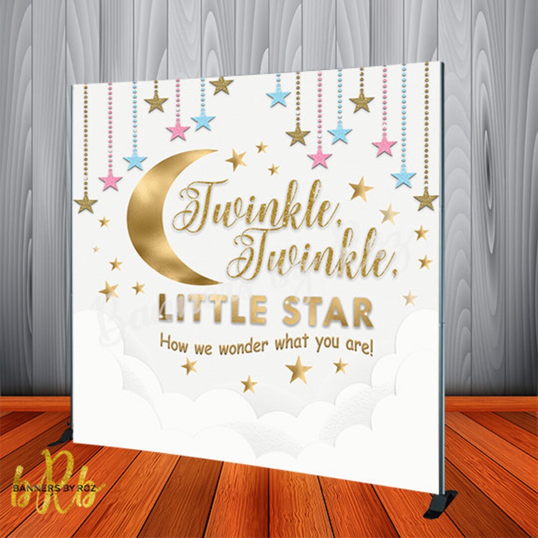 Twinkle Twinkle Little Star Backdrop - Personalized for Gender Reveal ...