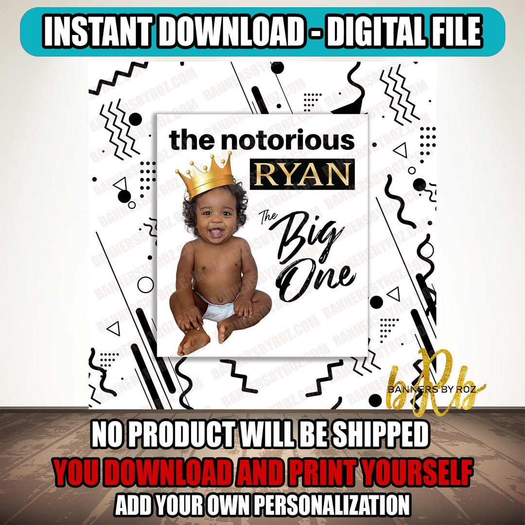 Notorious BIG One 1 Backdrop DIGITAL FILE - Instant Download. Big One ...