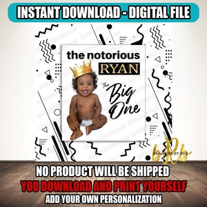 Notorious BIG One 1 Backdrop DIGITAL FILE - Instant Download. Big One ...