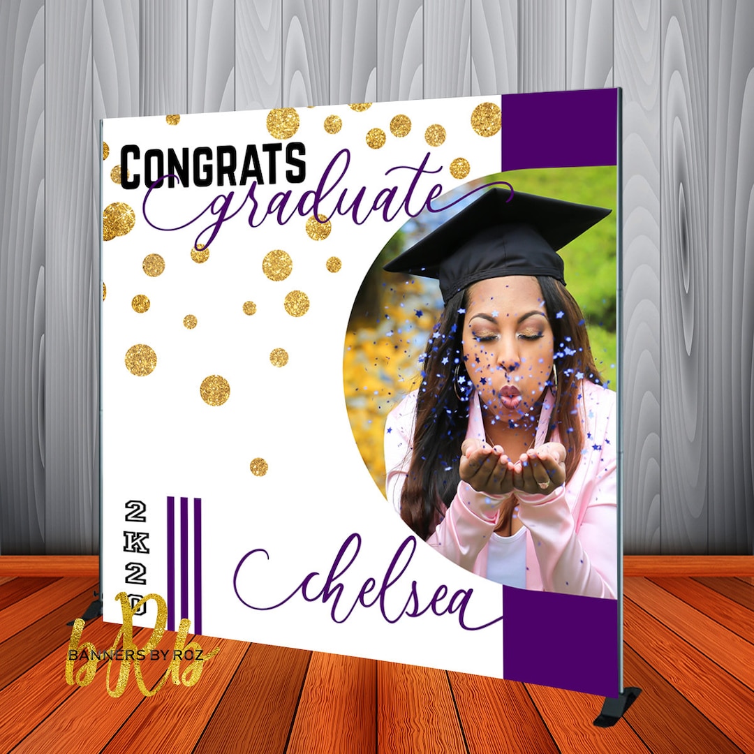 Graduation Photo School Colors Backdrop - Personalized Graduation Photo ...