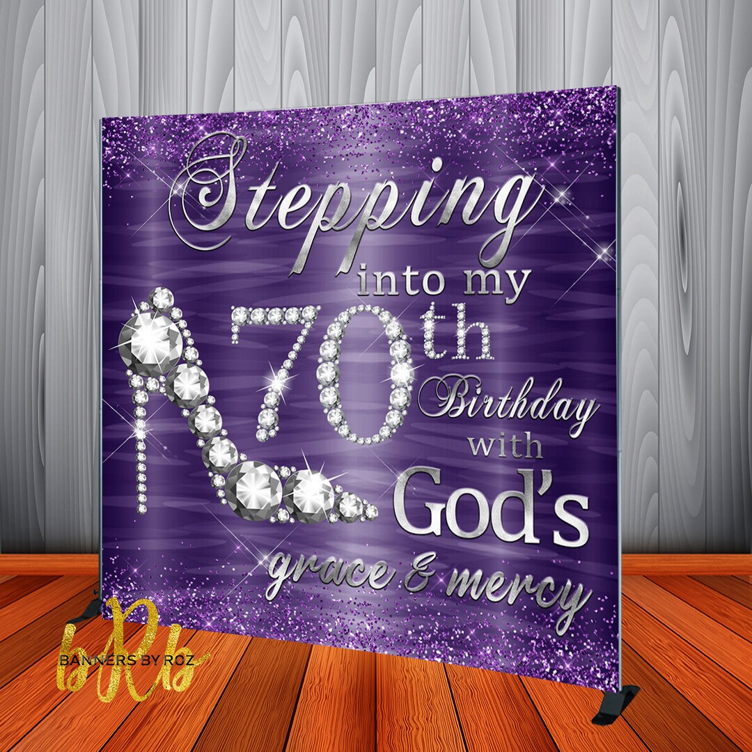 Royal Purple and Diamonds Theme Backdrop - Birthday Backdrop for 70th ...