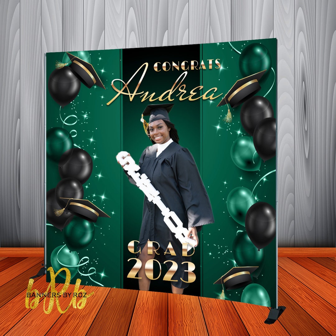 Prom or Graduation Photo Backdrop Colors Black, Green and Gold - Class ...