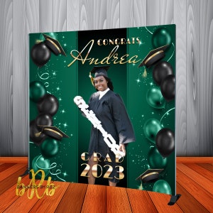 Prom or Graduation Photo Backdrop Colors Black, Green and Gold - Class ...