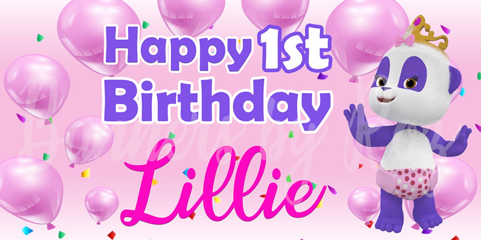 Word Party Lulu Birthday Banner Happy Birthday Banner Word Etsy