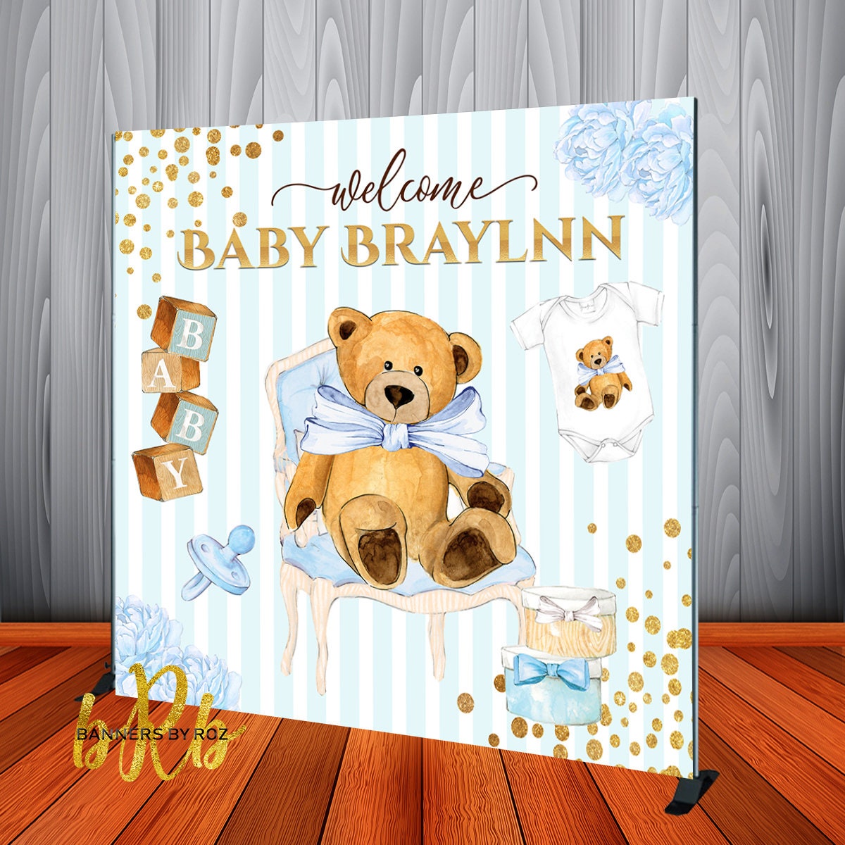 Teddy Bear Big Bow Backdrop for Baby Shower or First Birthday - Etsy