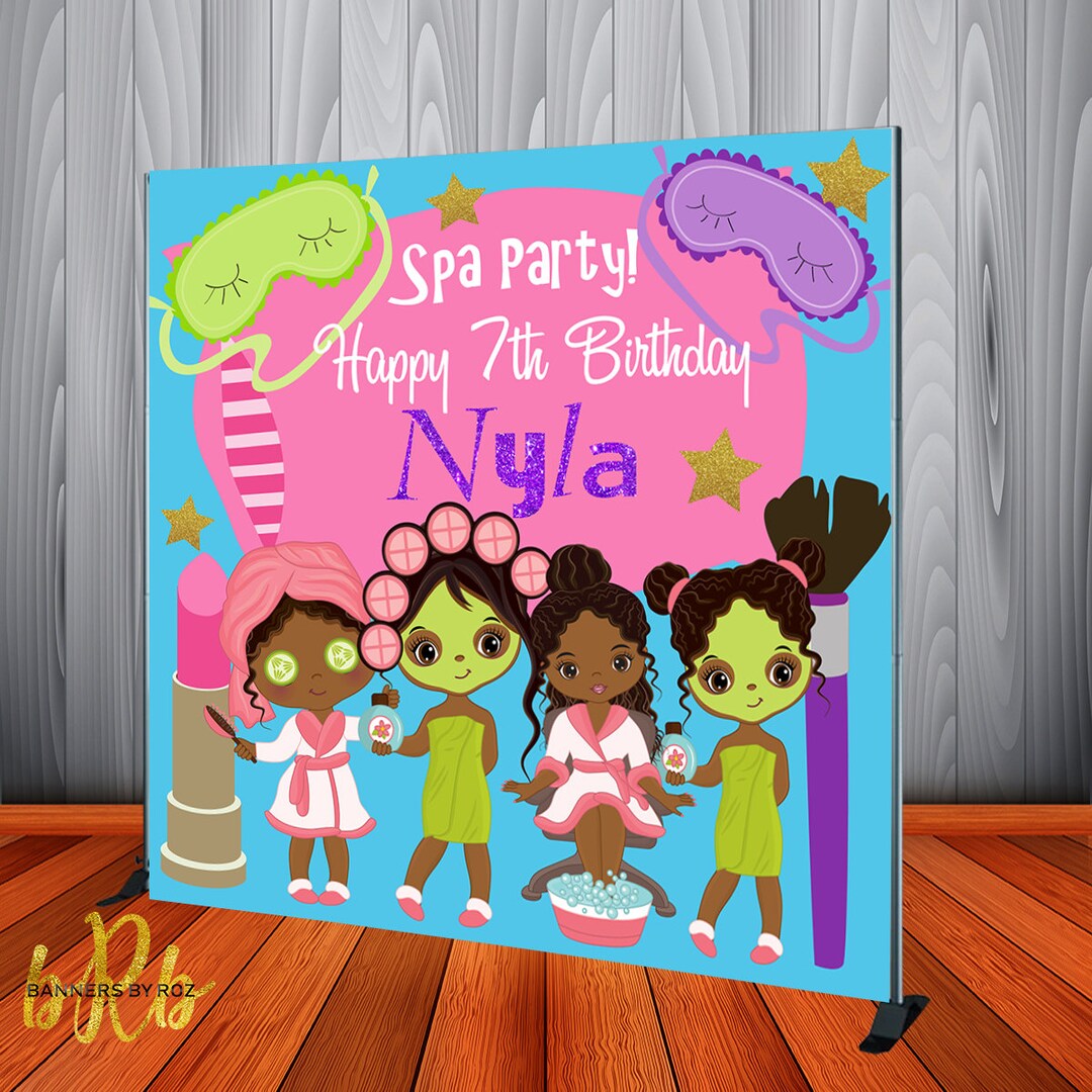 Spa Party Birthday Party Backdrop - Personalized Spa Party Birthday ...
