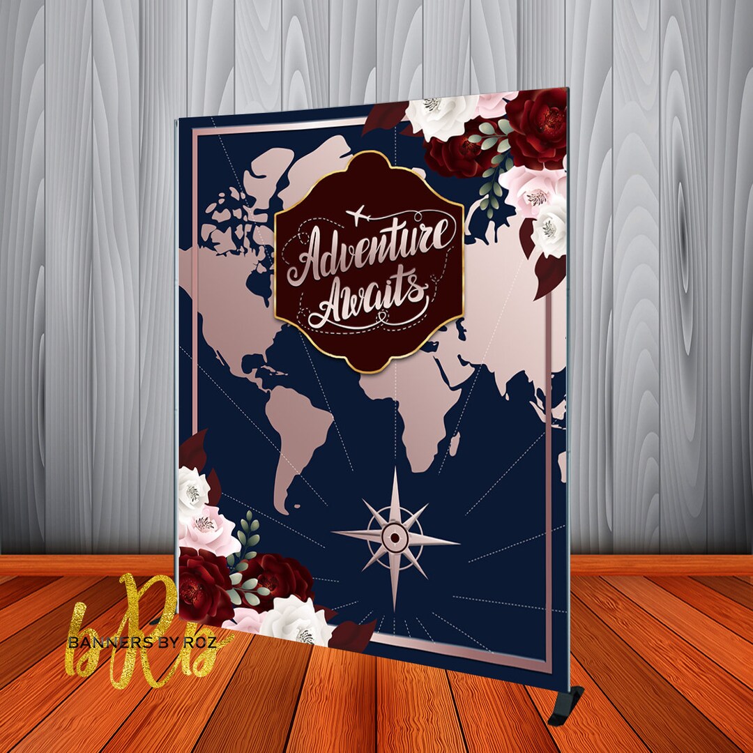 Adventure Awaits Travel Theme Backdrop for Baby Shower, Birthday Party ...