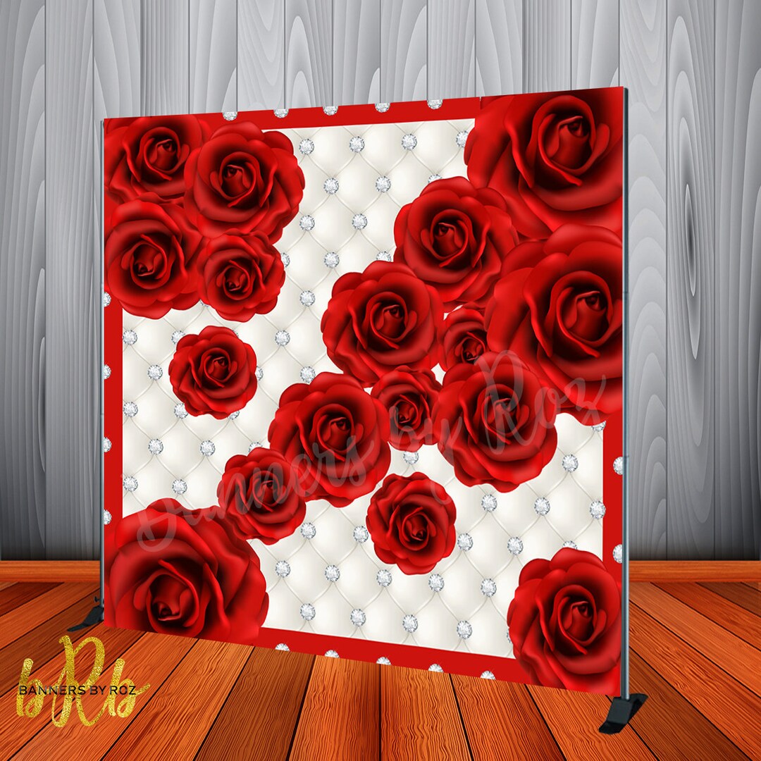 Red Roses Floral Backdrop for Valentine's Day, Weddings, Bridal Showers ...