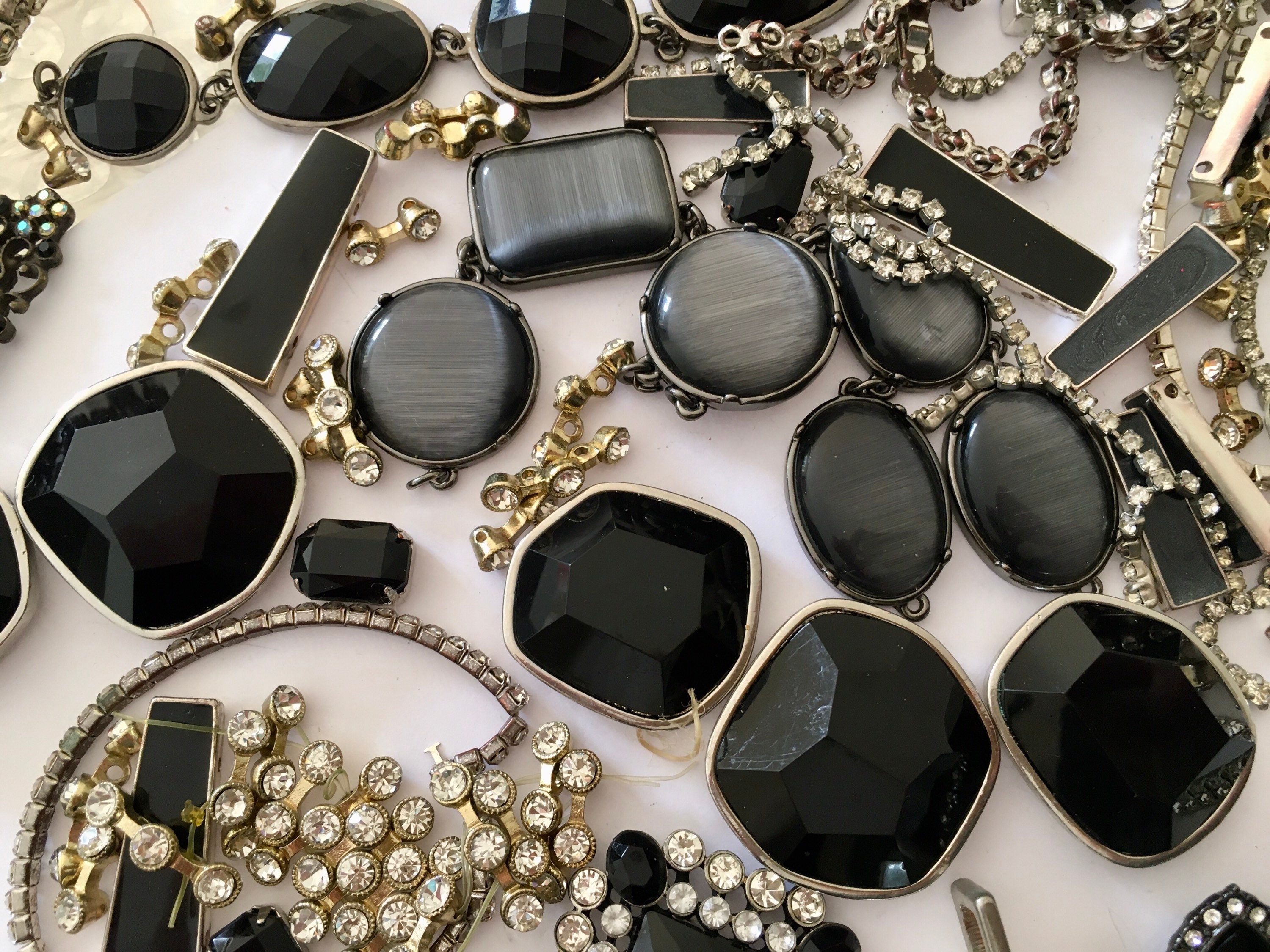 Vintage Embellishments flat Back Black Sparkly Geometric - Etsy UK