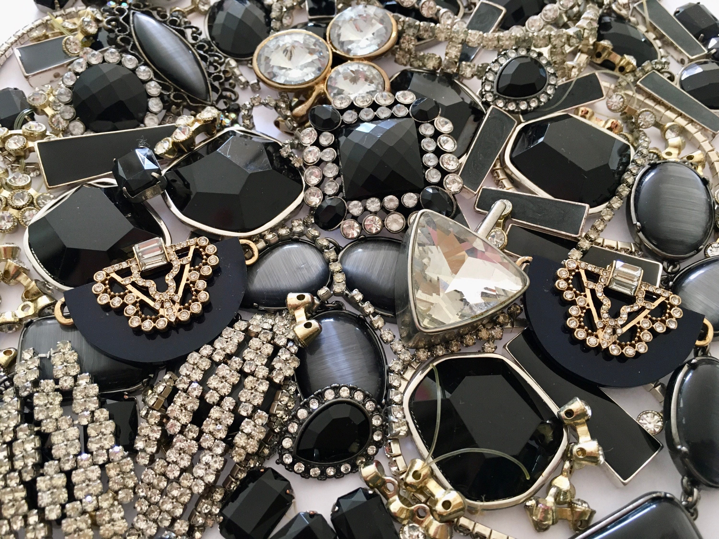 Vintage Embellishments flat Back Black Sparkly Geometric - Etsy UK