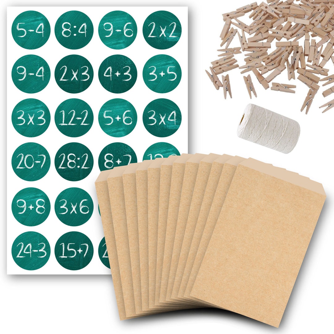 Advent Calendar Complete Set Motif Math / 24 Stickers, 24 Sharp White ...