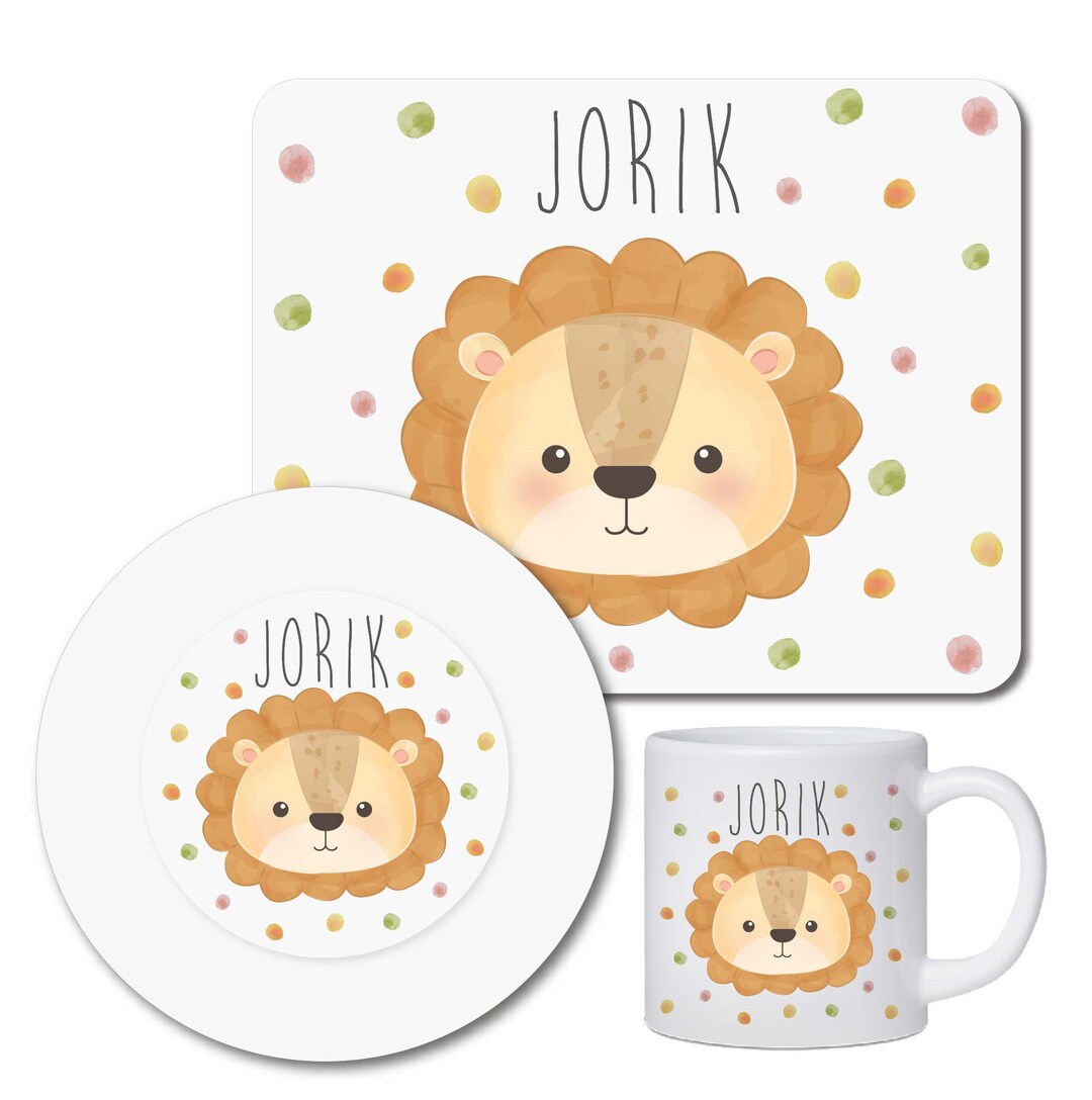 Kindergeschirr Set mit Namen personalisiert / Frühstücksbrett Kinderteller und Becher mit Namen ...
