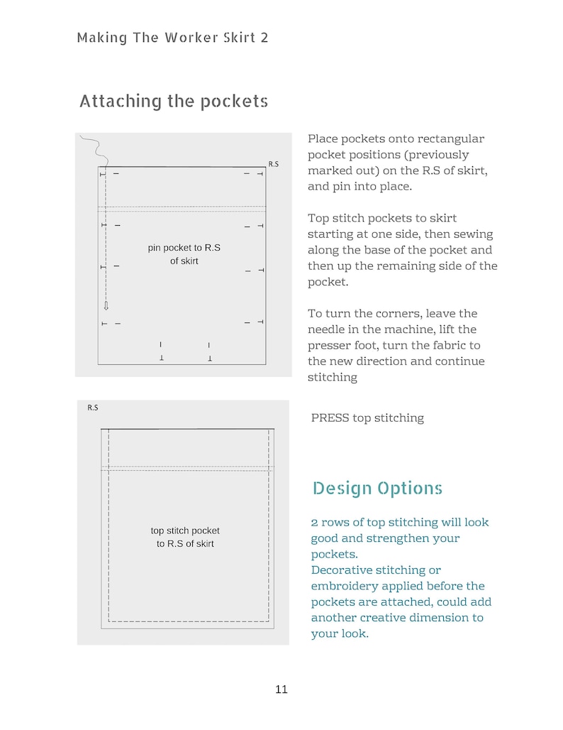 The Worker Skirt and Pocket Belt Sewing Pattern Instructions Workbook ...