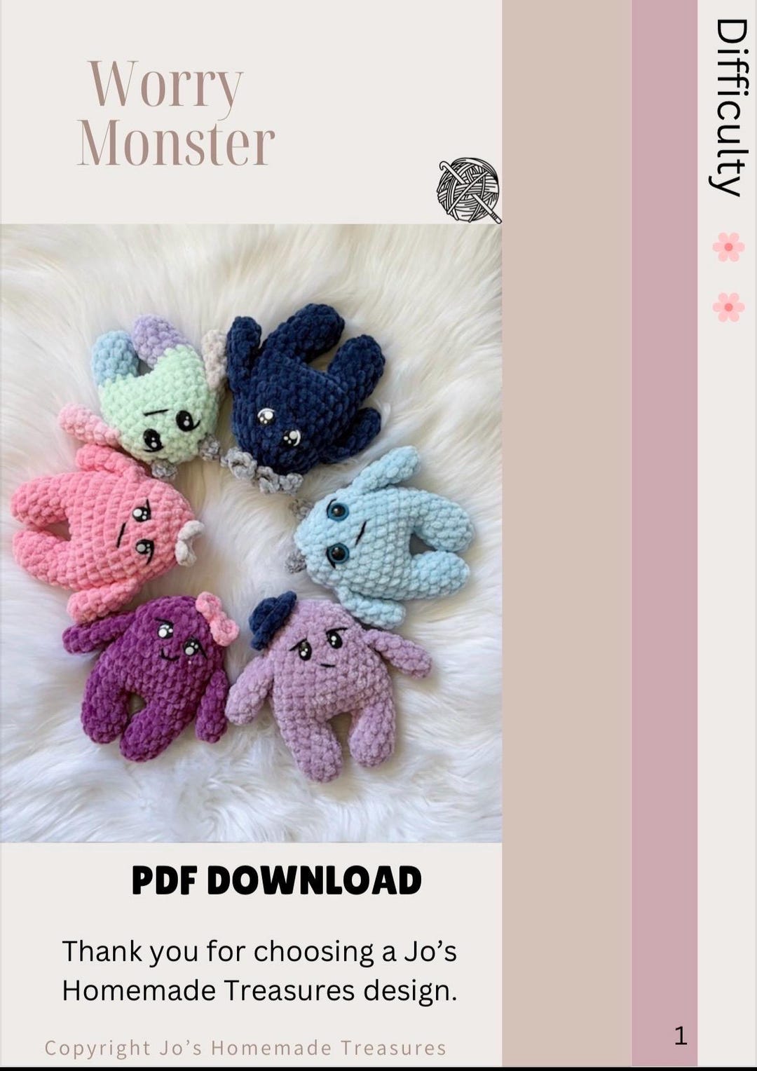 Low Sew Crochet Pattern : Worry Monster Pattern - Etsy
