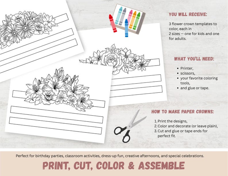 Paper Flower Crown Template - 3 Printable Designs, Easy Craft ...