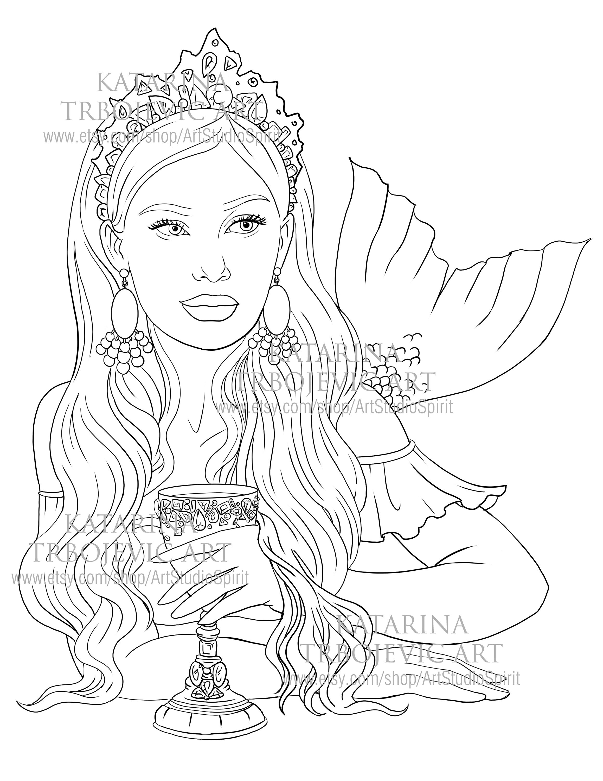 Queen Mermaid Coloring Pages