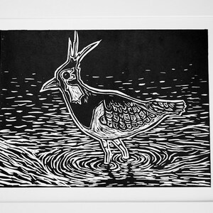 Lapwing Print// Lino Cut//black and White// Original// Birthday Gift ...