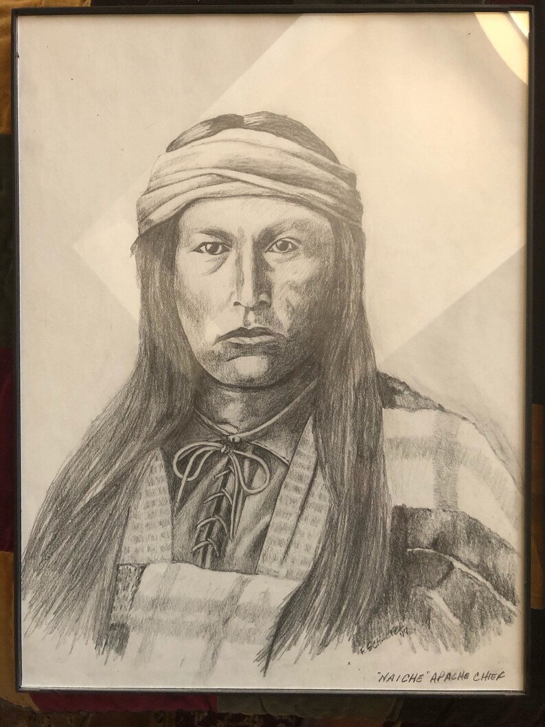 Original Hand Drawn Portrait of Chief Naiche, the Final Hereditary ...