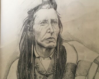 Original Hand Drawn Portrait of Chief Naiche, the Final Hereditary ...