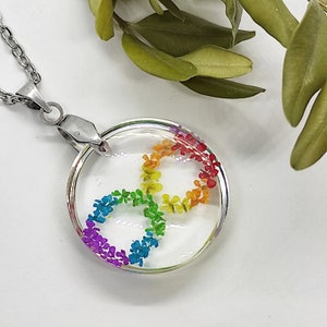 Autism Awareness Necklace, Rainbow Infinity Autism Necklace With Real ...