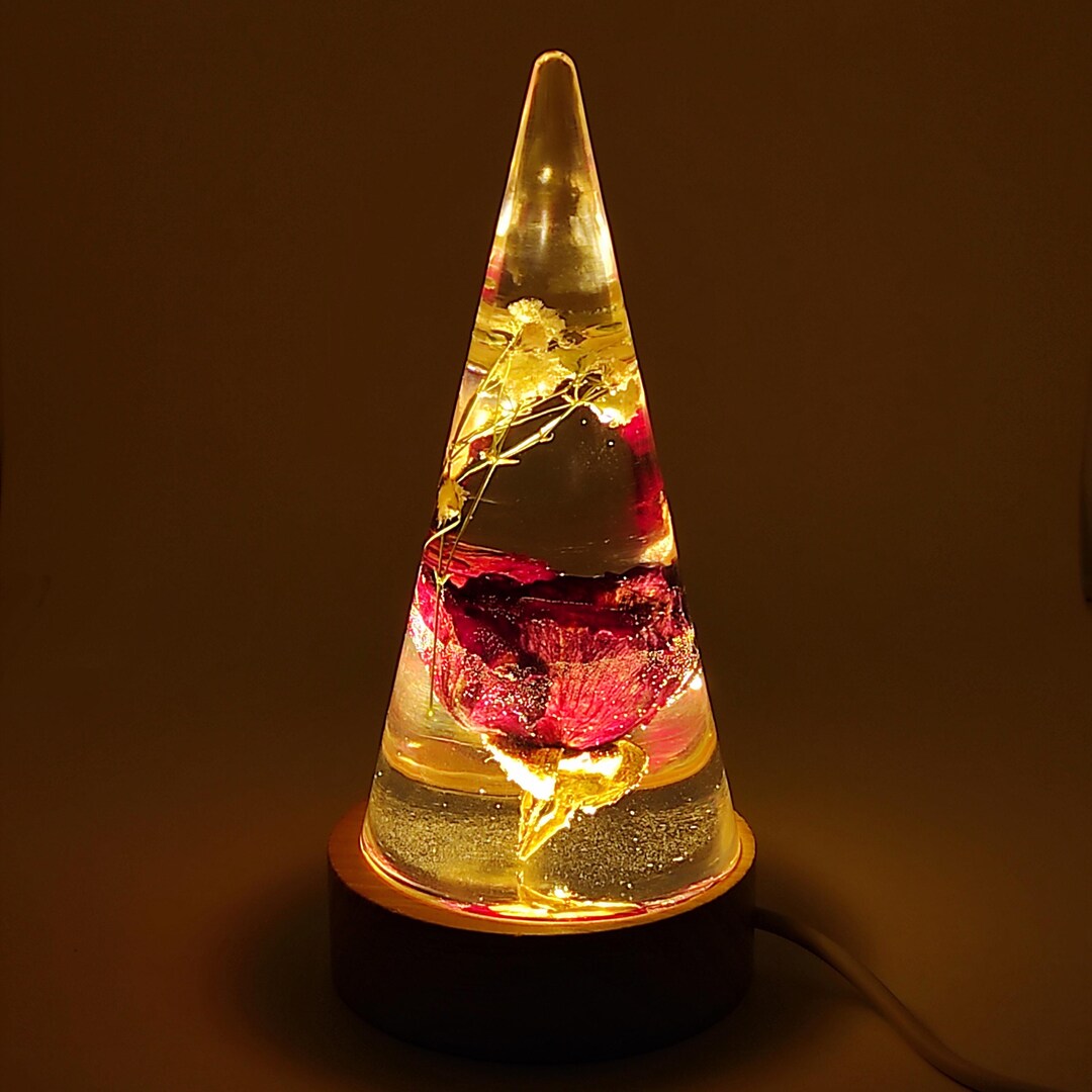 Real Rose Resin Night Light: Floral Nightstand Lamp - Etsy