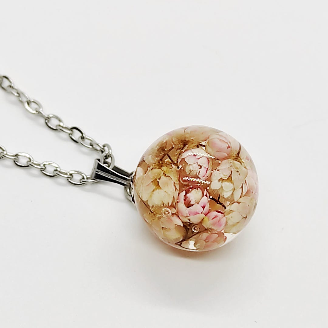 Real Pressed Flower Ball Necklace, Terrarium Sphere Necklace ...