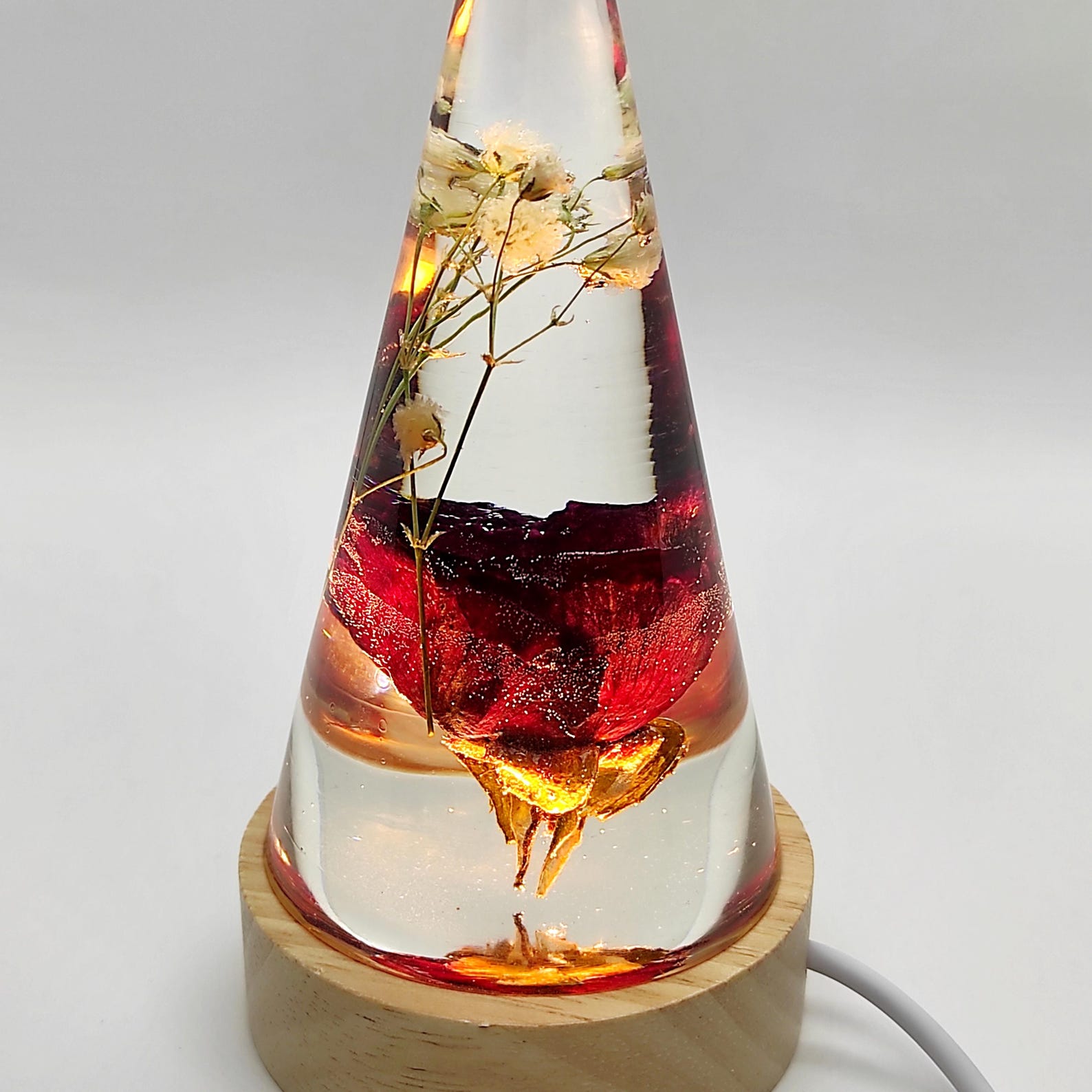 Real Rose Resin Night Light: Floral Nightstand Lamp - Etsy