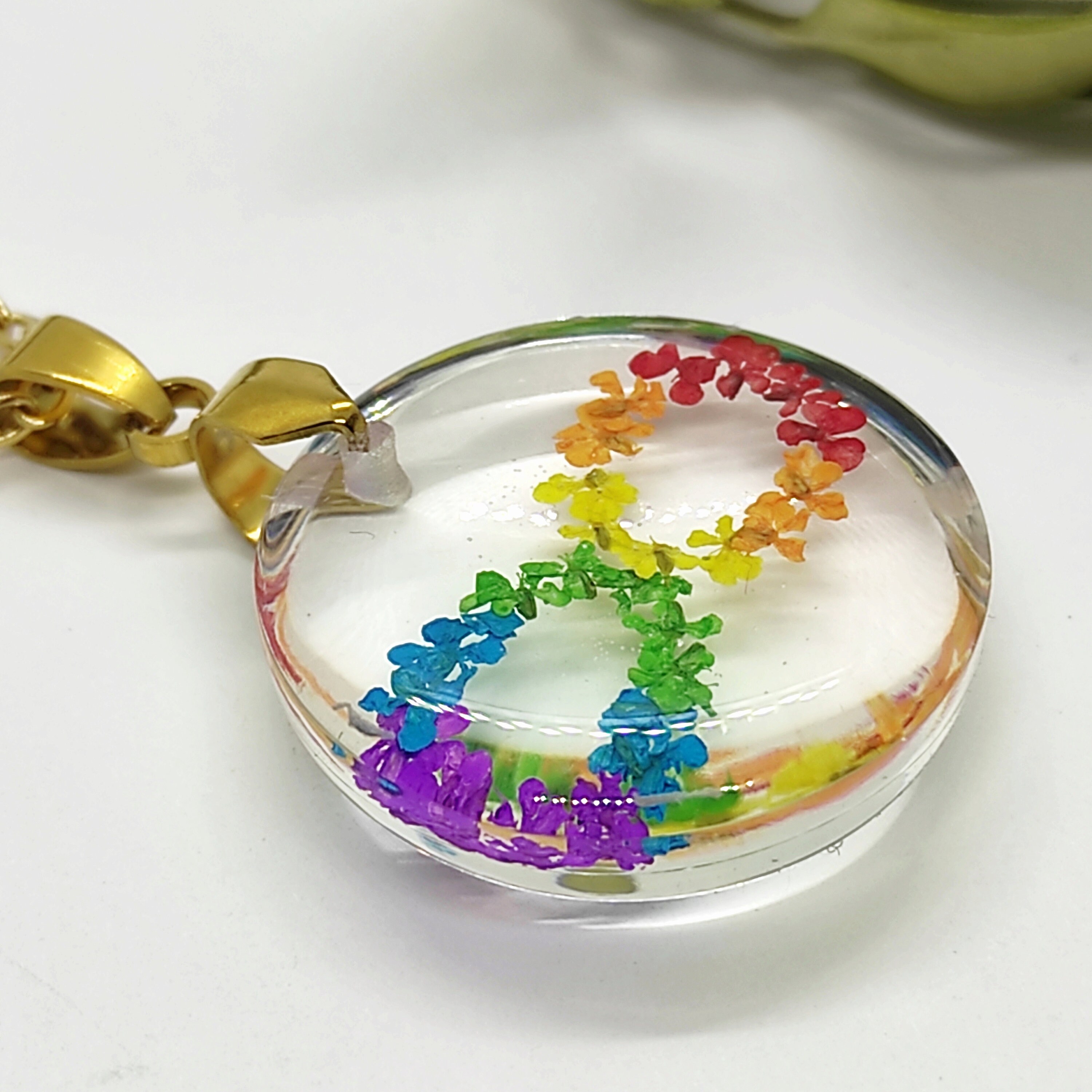 Autism Awareness Necklace, Rainbow Infinity Autism Necklace With Real ...
