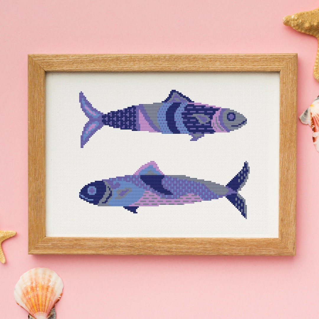 Blue Fish Cross Stitch Pattern Modern Cross Stitch Pattern PDF ...
