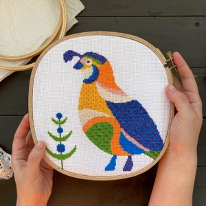 Quail Cross Stitch Pattern Folk Forest Bird Counted Chart Primitive ...