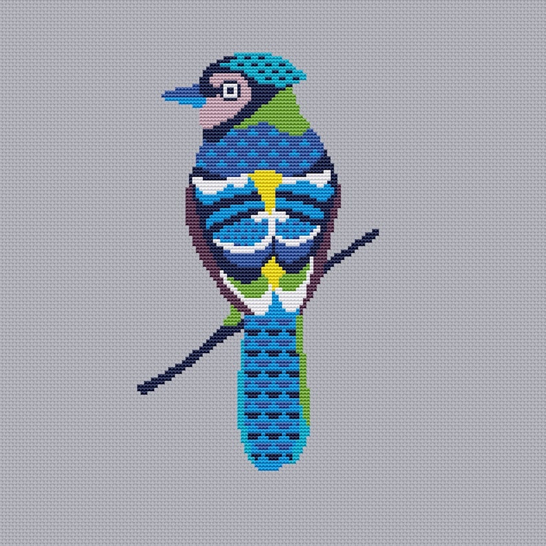Blue Jay Cross Stitch Pattern Modern Jay Counted Chart - Etsy