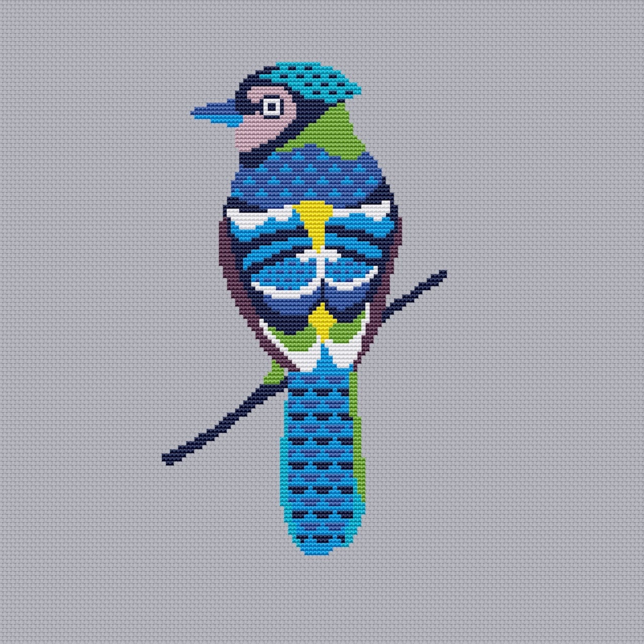 Blue Jay Cross Stitch Pattern Modern Jay Counted Chart - Etsy
