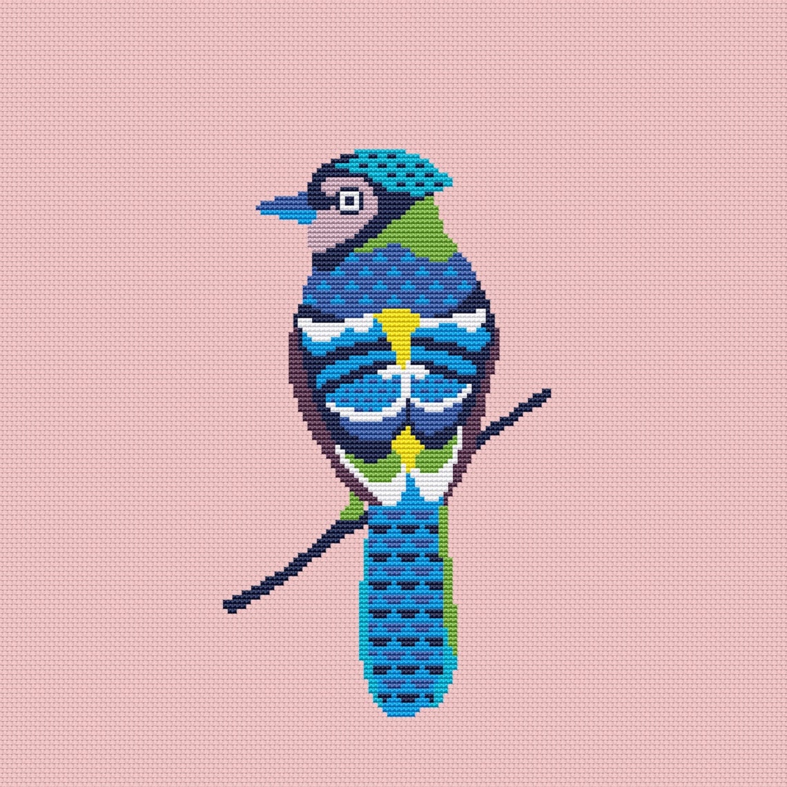 Blue Jay Cross Stitch Pattern Modern Jay Counted Chart - Etsy