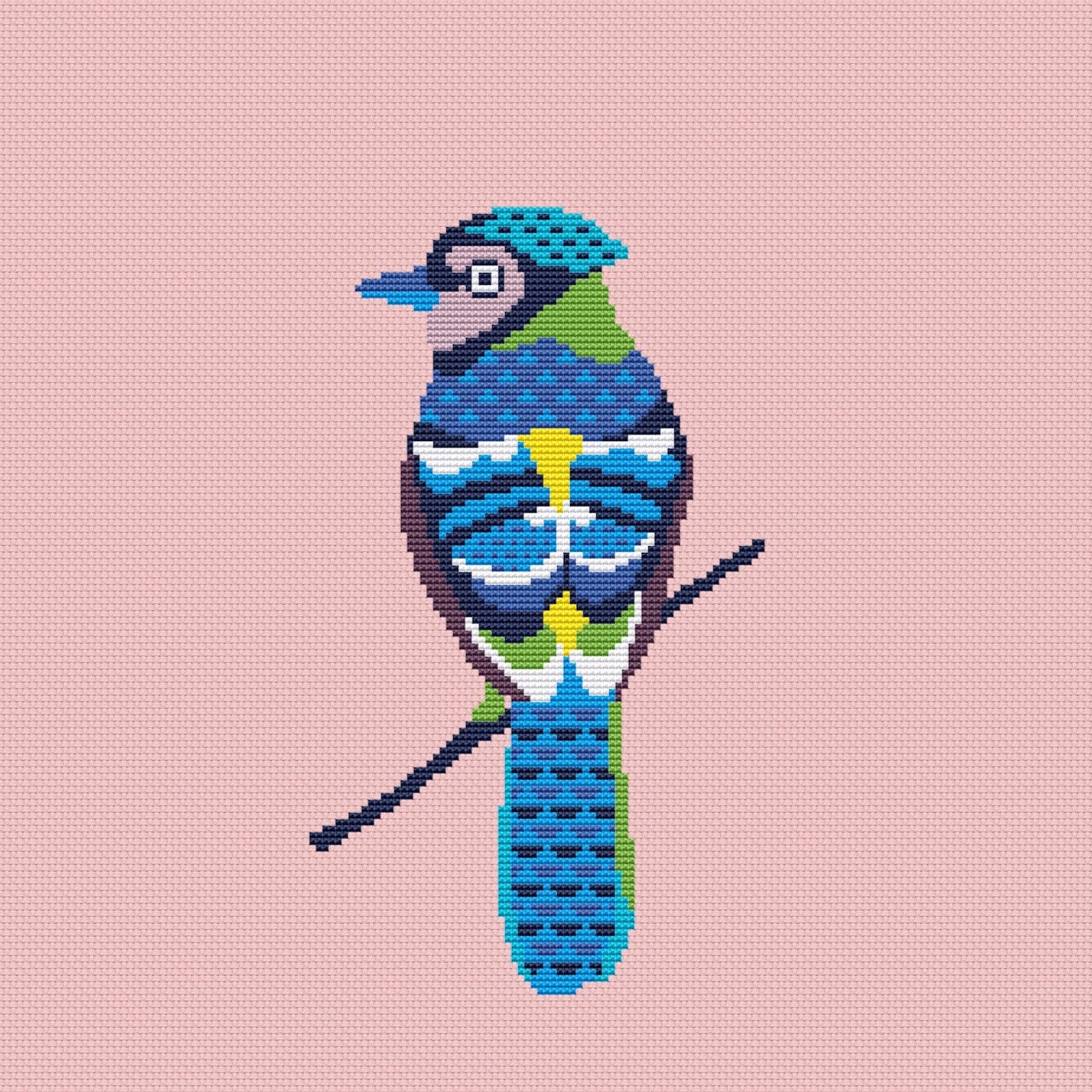 Blue Jay Cross Stitch Pattern Modern Jay Counted Chart - Etsy