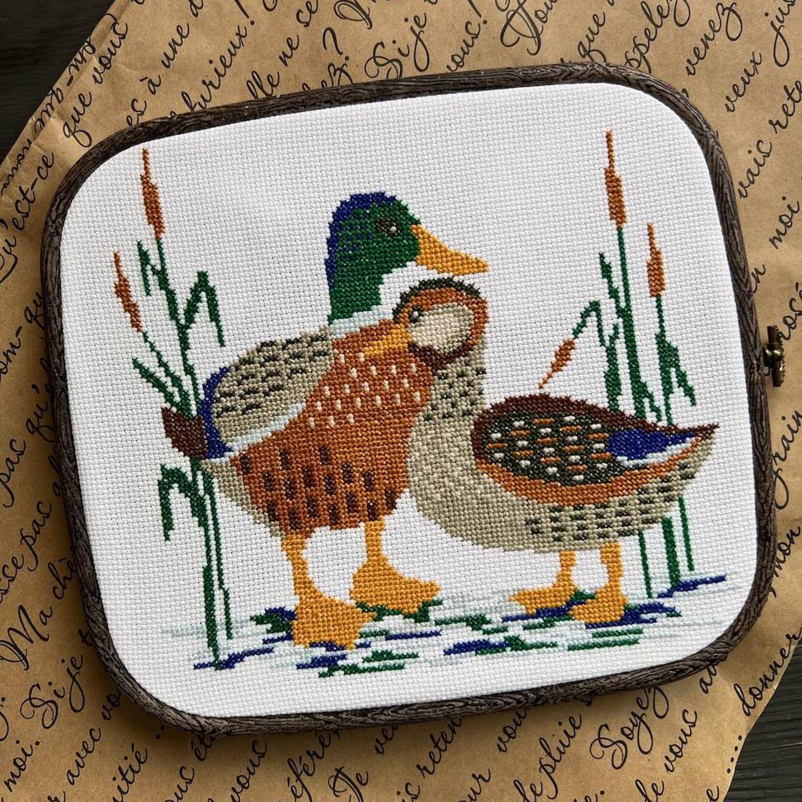 Pair Ducks Cross Stitch Pattern Primitive Ornament Bird Scheme Funny ...