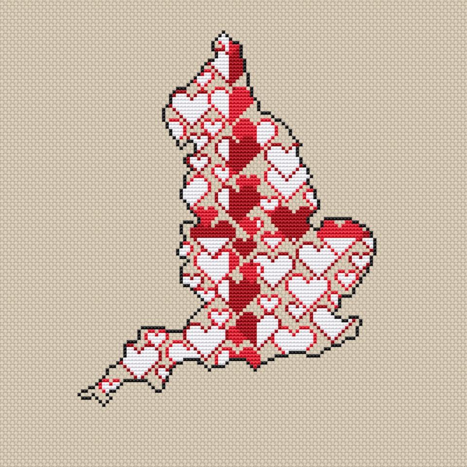 England Cross Stitch Pattern Map of England Flag England Embroidery ...