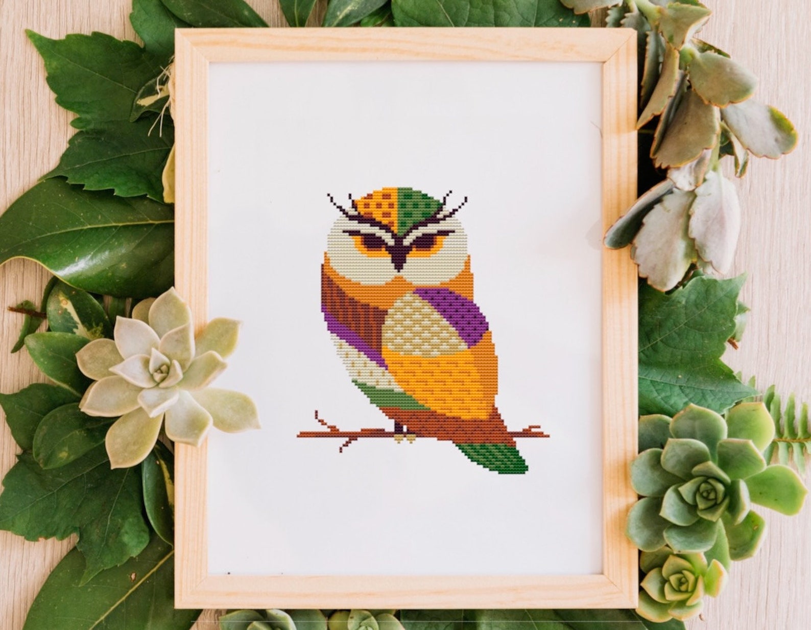 Owl Cross Stitch Pattern Primitive Folk Owl Bird Counted Chart Forest ...