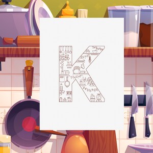 Kitchen Embroidery Pattern Letter K Monogram Minimal Embroidery Modern ...