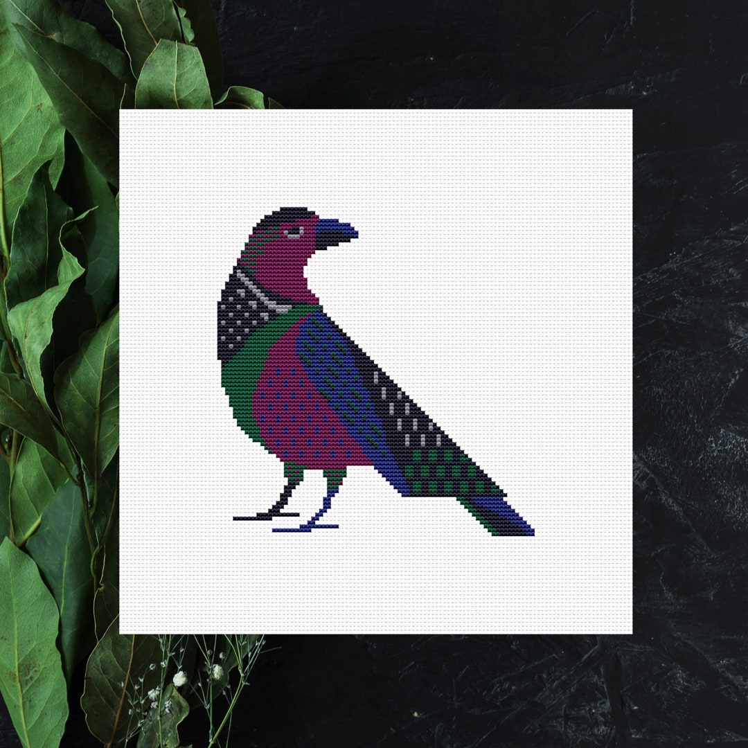Bird Cross Stitch Pattern Raven Counted Chart Folk Dark Crow Gothic ...