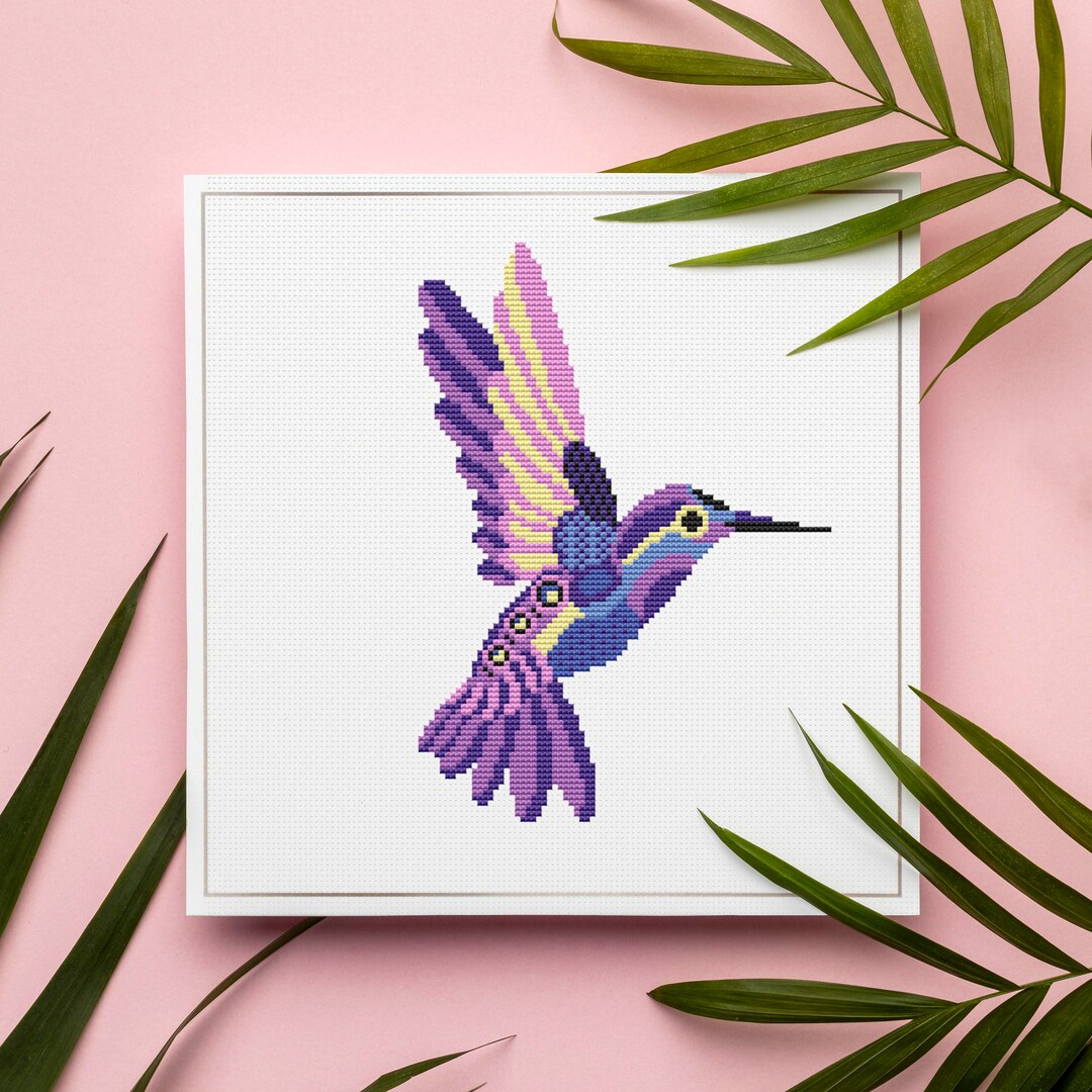 Bird Cross Stitch Pattern Hummingbird Counted Chart Tropical Small ...