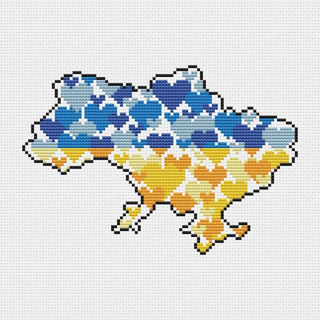 Ukraine Cross Stitch Pattern Map of Ukraine Flag Ukraine Embroidery ...