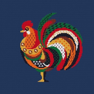 Bird Cross Stitch Pattern Rooster Counted Chart Folk Art Bird Rooster ...