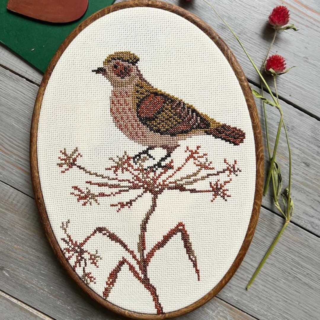 Lark Cross Stitch Pattern Brown Small Birdie Woodland Primitive ...