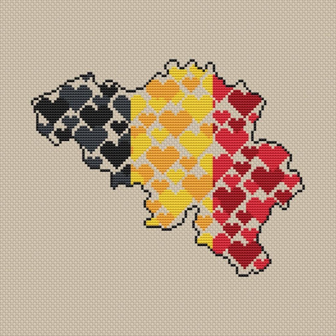 Belgium Map Cross Stitch Pattern: Country Flag Embroidery (PDF) - Etsy