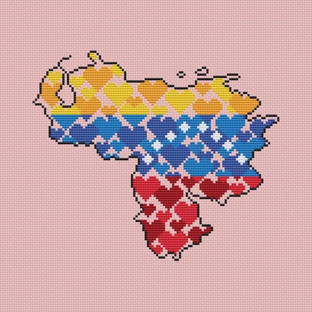Venezuela Cross Stitch Pattern Map and Flag PDF Chart Travel Country ...